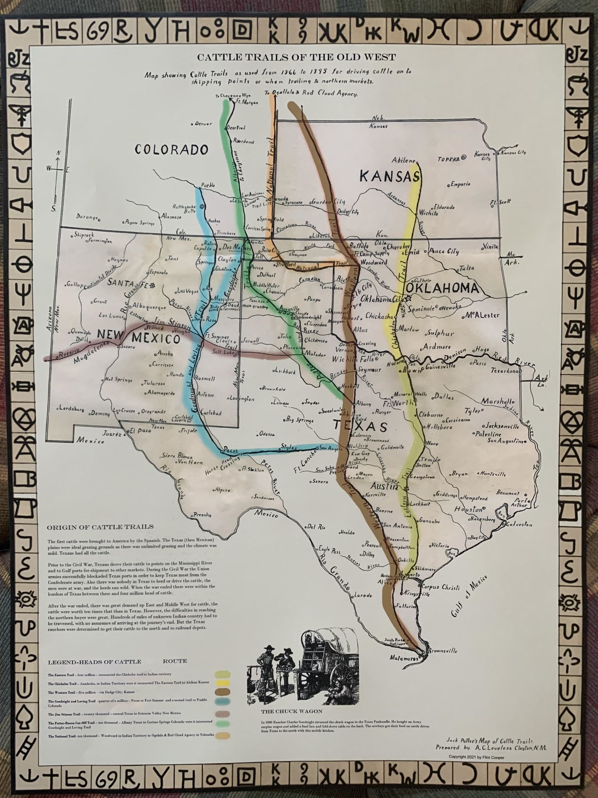 Cattle Trails of the Old West Map – Texas Trading Post